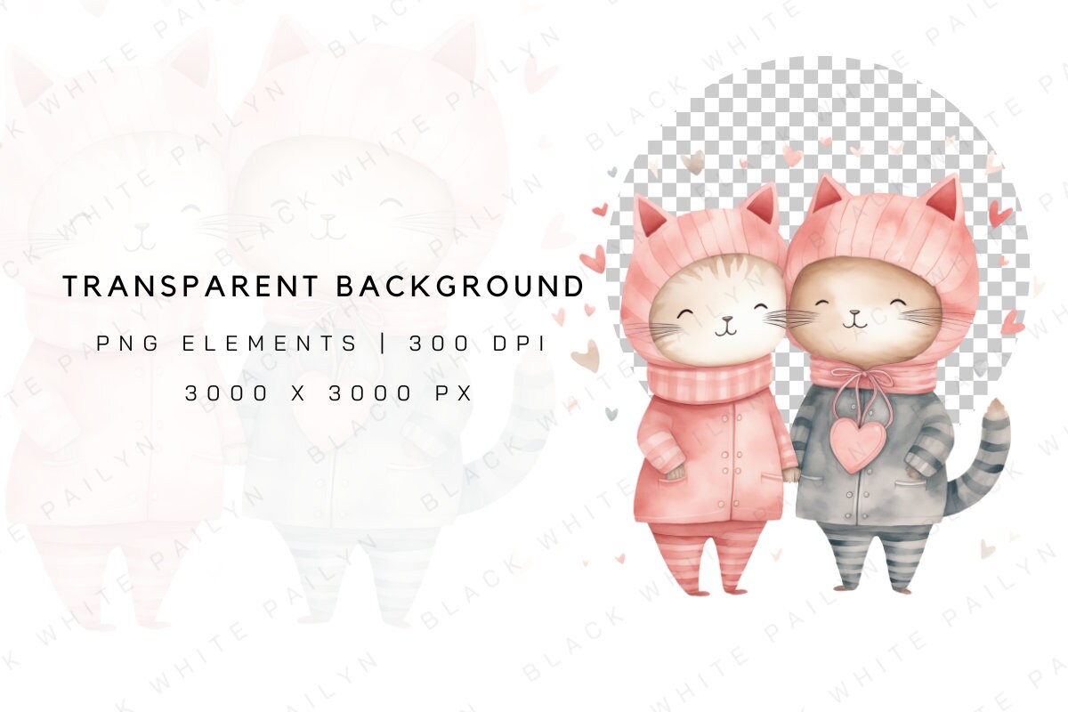 Cute Cat Couple Clipart,cat for Shirt,valentine Clipart Kids,valentine ...