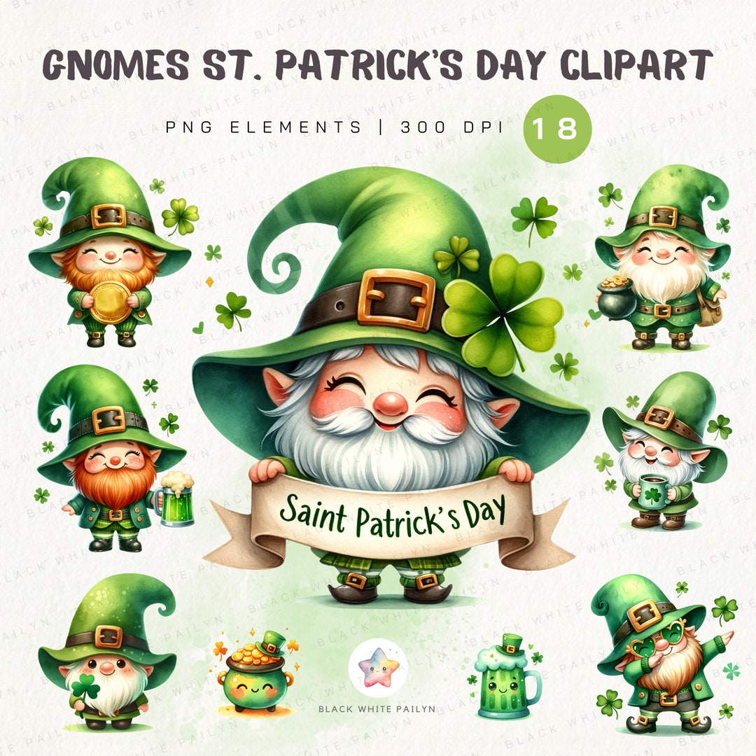 Gnomes St. Patrick's Day Clipart,gnome PNG, Irish Festive Png,pot of ...