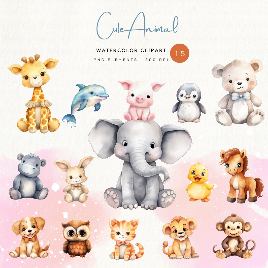 Watercolor Animals Clipart , Safari Clip Art , Animal Png, Animal Clip ...