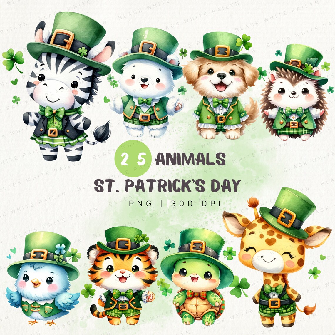 Watercolor Animals St.patrick's Day Clipart,animals Png,animals Clipart ...