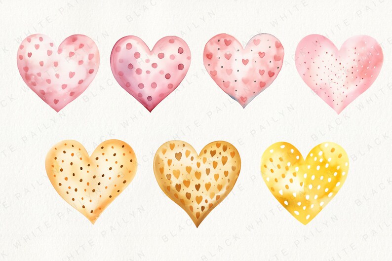 Polka Dot Hearts Clipart, Valentine's Day Boho Hearts Png, Love Clipart ...