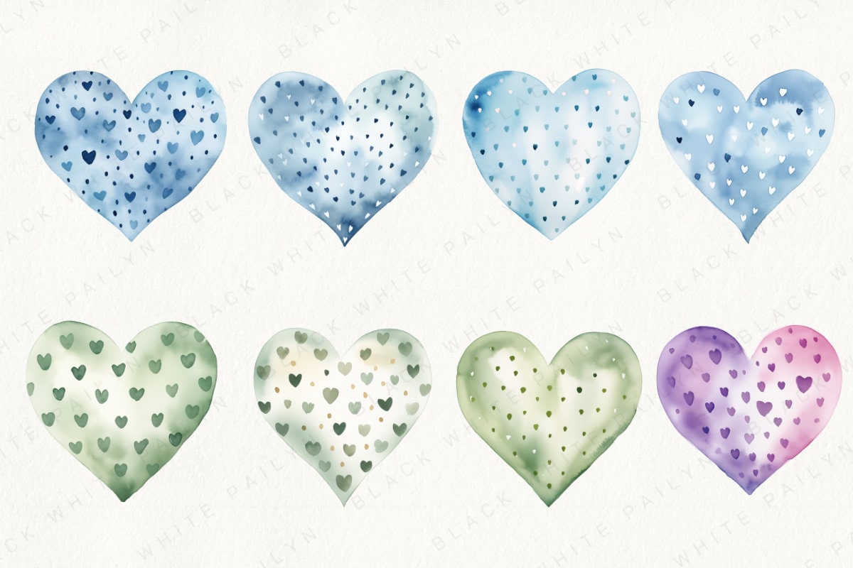 Polka Dot Hearts Clipart, Valentine's Day Boho Hearts Png, Love Clipart ...