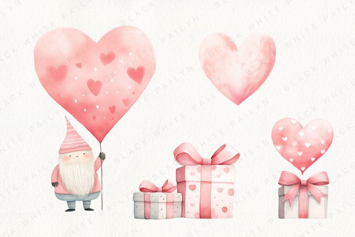 Pink Gnome Valentine Clipart,gnome for Shirt,valentine Couple,gnome for ...