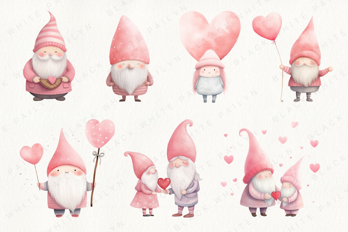 Pink Gnome Valentine Clipart,gnome for Shirt,valentine Couple,gnome for ...