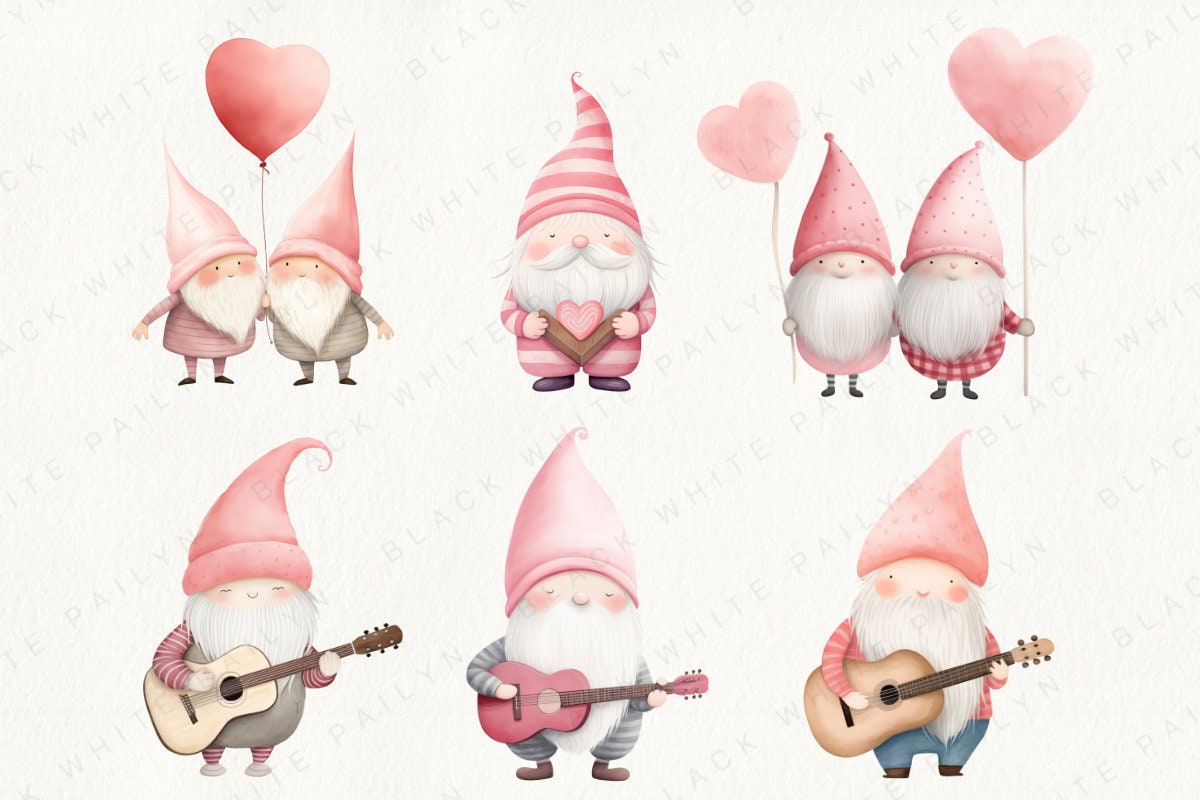 Pink Gnome Valentine Clipart,gnome for Shirt,valentine Couple,gnome for ...
