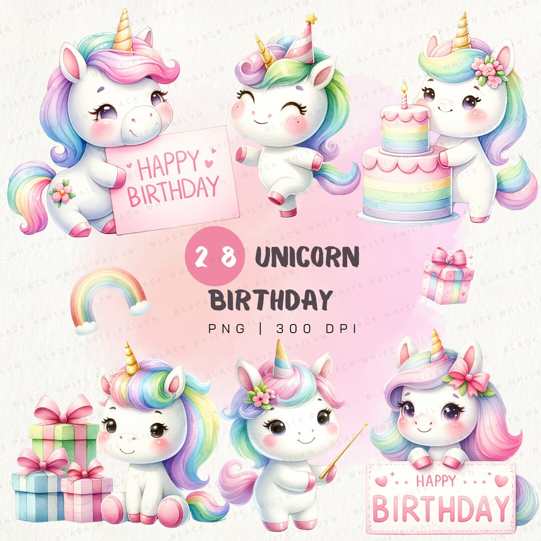 Unicorn Clipart, Unicorn PNG, Unicorn Birthday Clipart,rainbow Unicorn ...