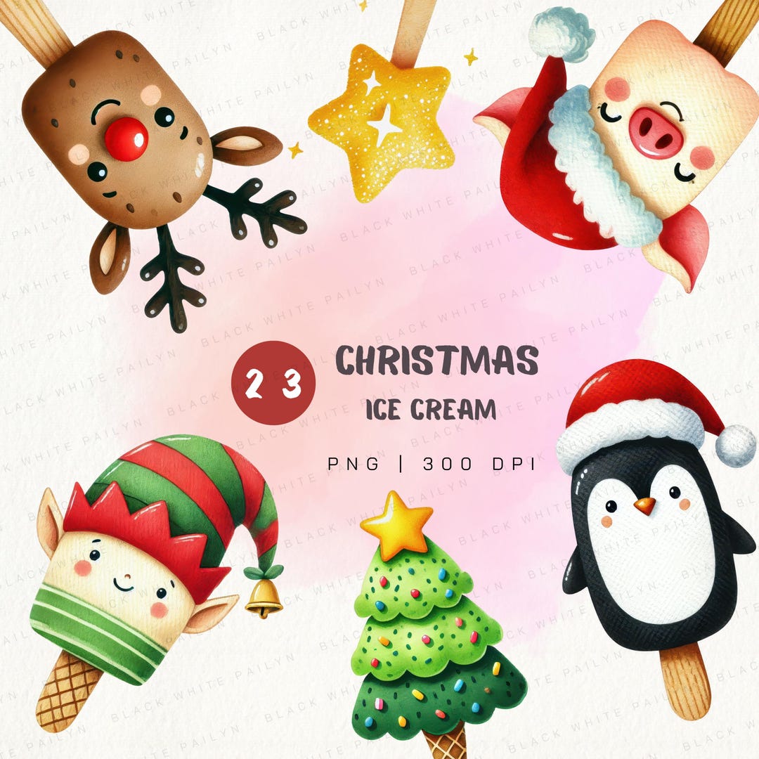 Christmas Ice Cream Clipart Bundle: 23 Festive Pngs (digital Download ...