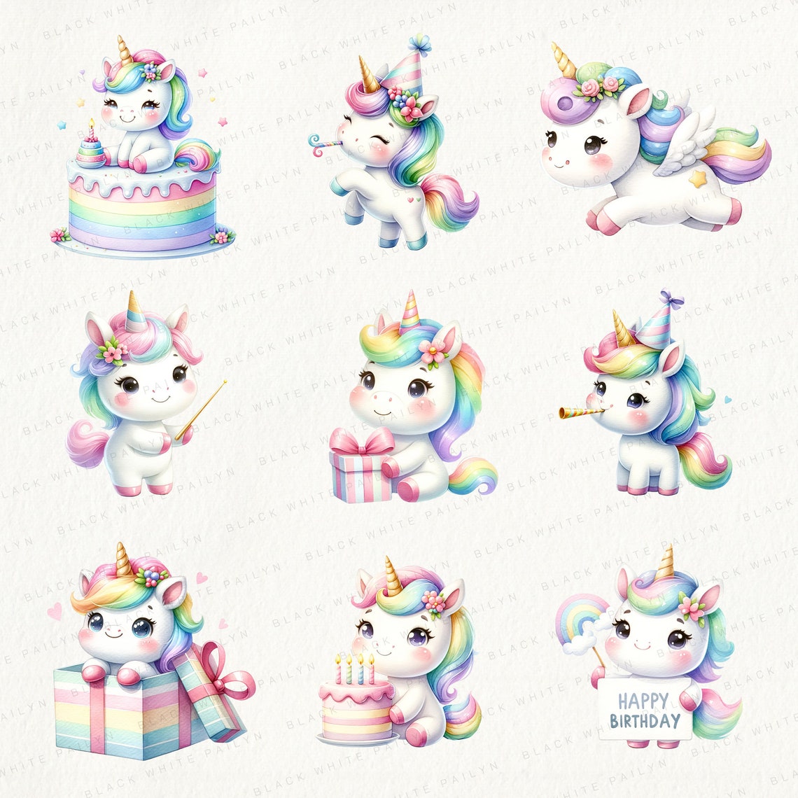 Unicorn Clipart, Unicorn PNG, Unicorn Birthday Clipart,rainbow Unicorn ...
