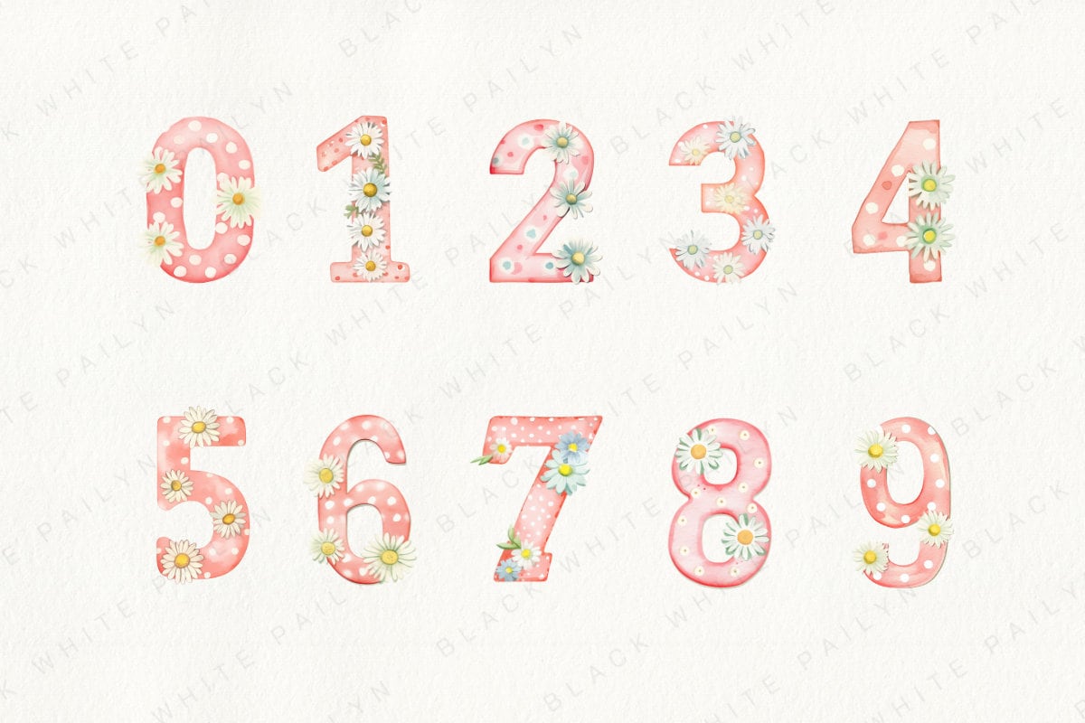 Daisy Watercolor Floral Pink Alphabet Clipart , Floral Alphabet,daisy ...