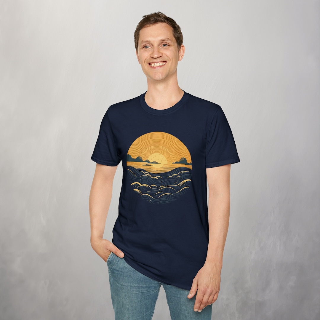Seascape Solace: Calming Wave Pattern T-shirt for Coastal Lovers ...