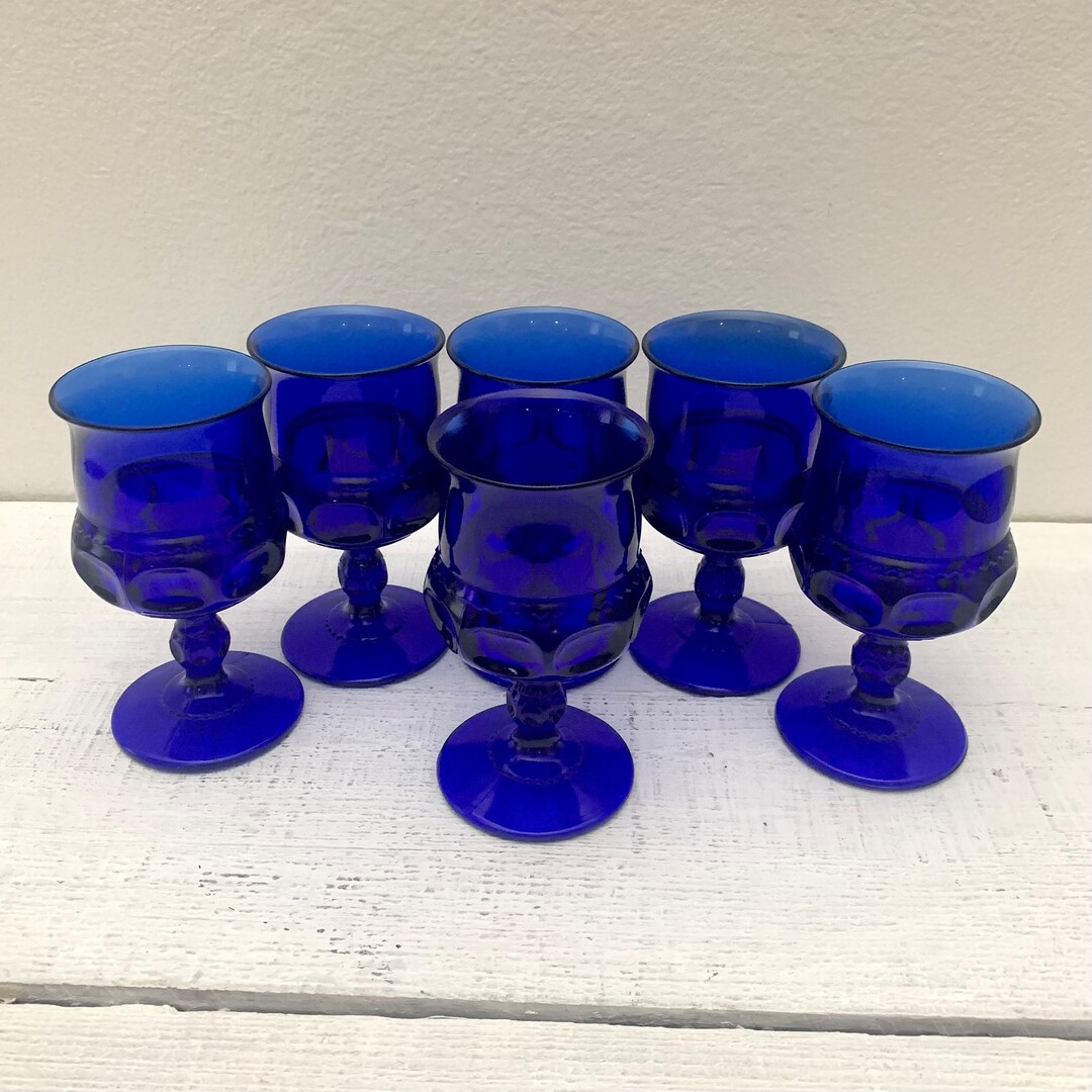 Vintage Colony Cobalt Kings Crown Water Goblets - Etsy