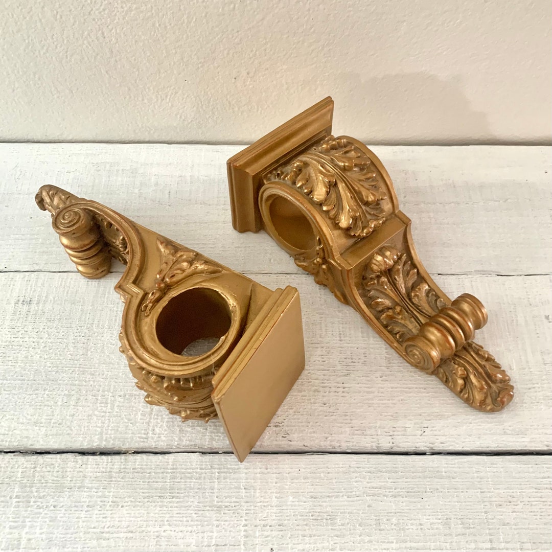 Vintage 10 1/2 Gold Drapery Corbels - Etsy