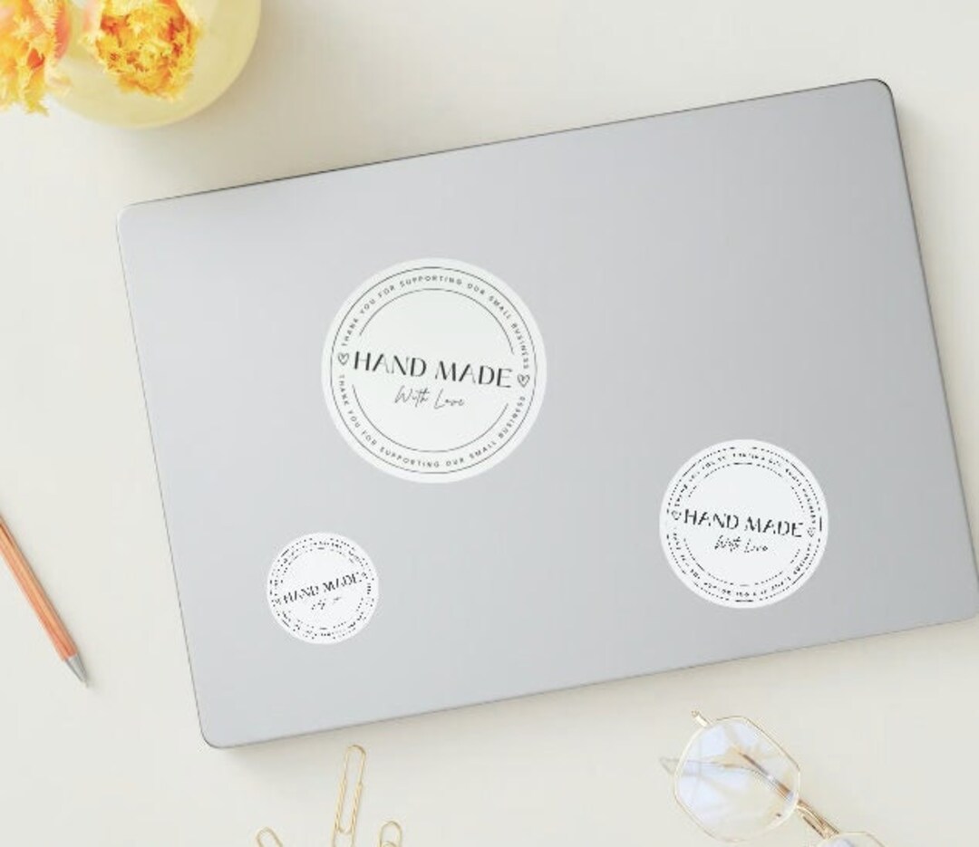 Printable Hand Made With Love Sticker L Small Business Sticker - Etsy