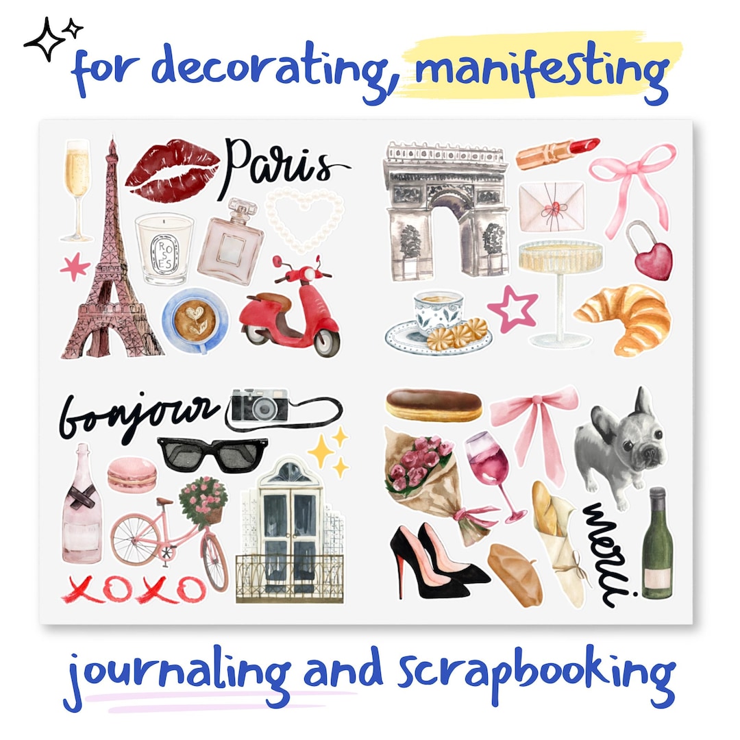 French Girl Aesthetic Sticker Sheet - Parisian Manifestation Stickers ...