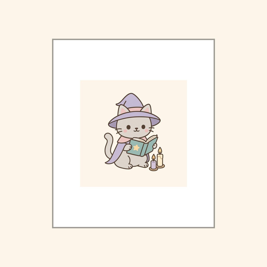 Kawaii Witch Cat Clipart Bundle | Pastel Halloween Cat Pngs | Cute ...
