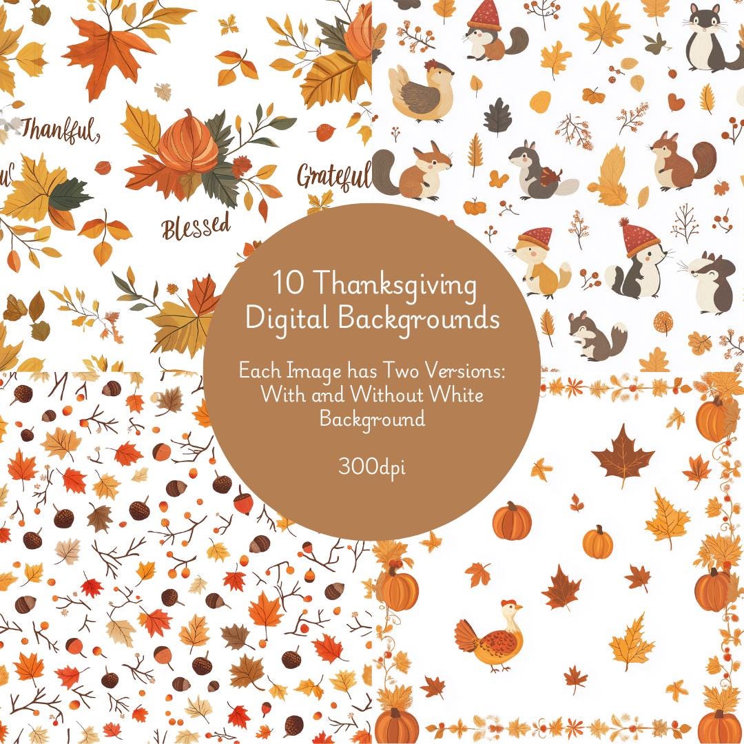 Thanksgiving Digital Paper Pack: Autumn Scrapbook Backgrounds (digital ...