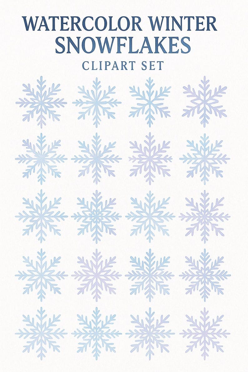 Watercolor Snowflake Clipart Set – 10 Pastel Winter Pngs, Hand-painted ...