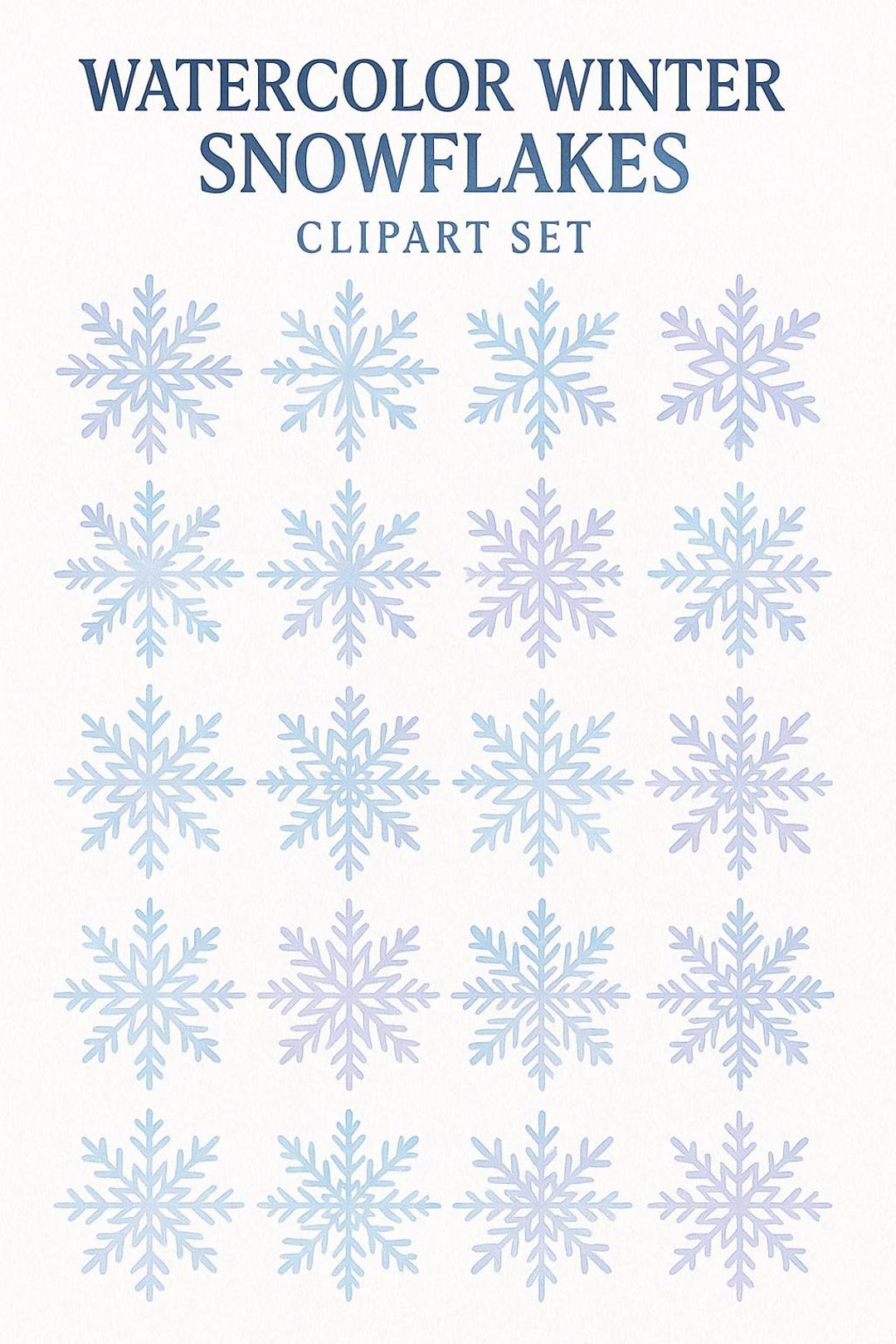 Watercolor Snowflake Clipart Set – 10 Pastel Winter Pngs, Hand-painted ...