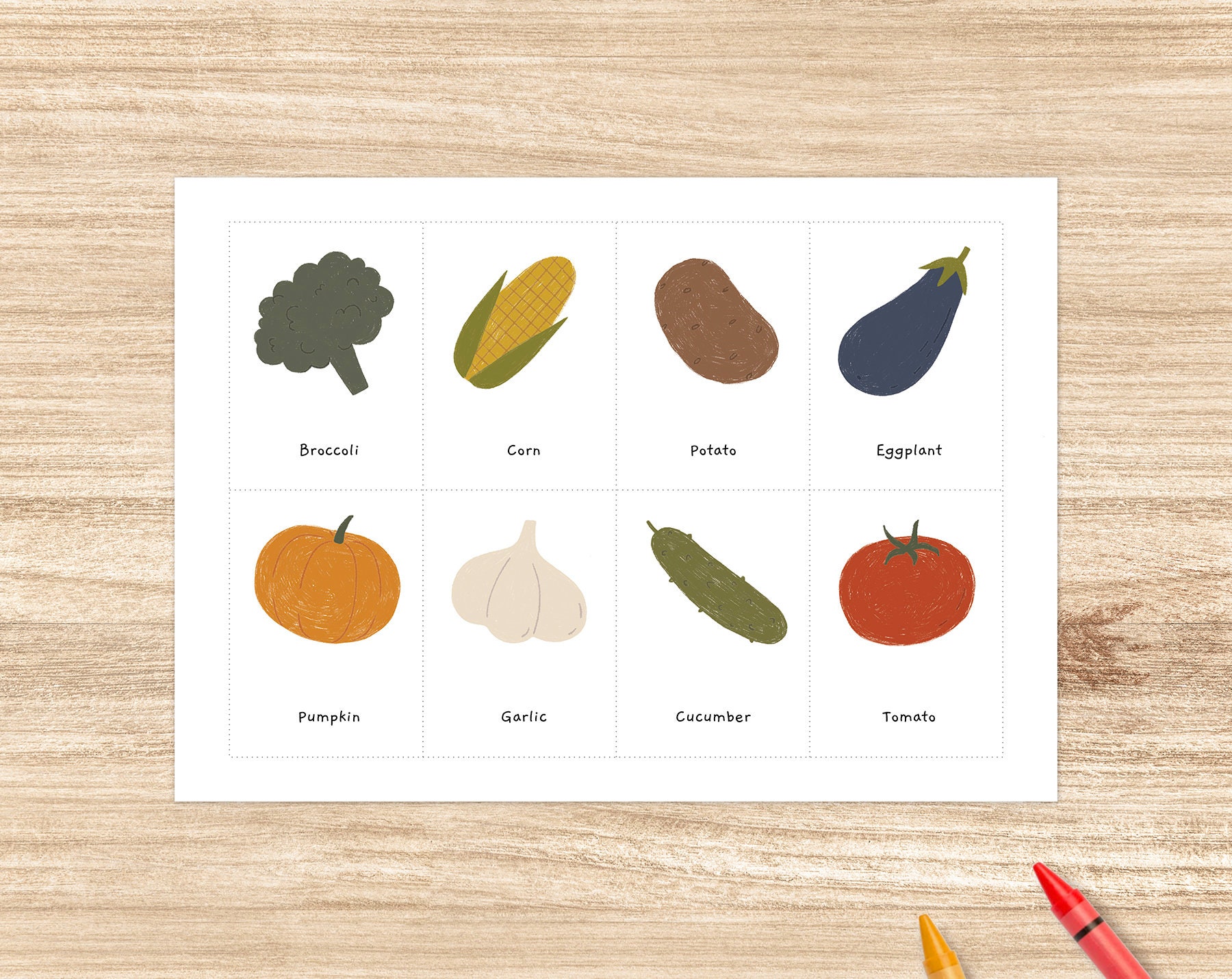 16 Vegetables Flash Cards | Montessori Flashcards | Educational ...