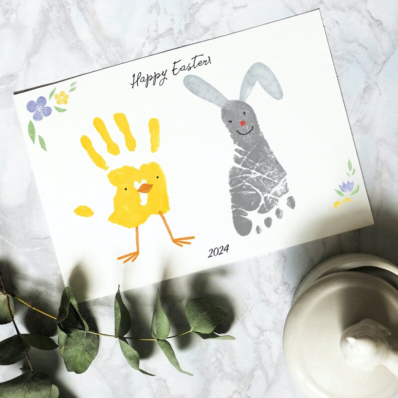 Easter Handprint Craft Chick Rabbit Memory Keepsake Preschool ...