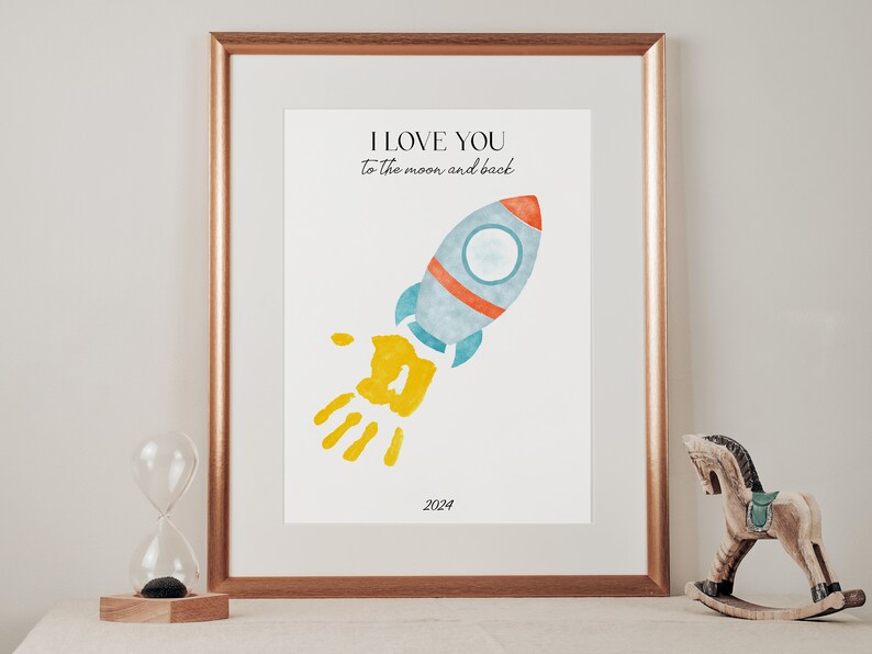 Handprint Craft Art | Rocket Poster | Birthday Gift for Mom, Dad ...