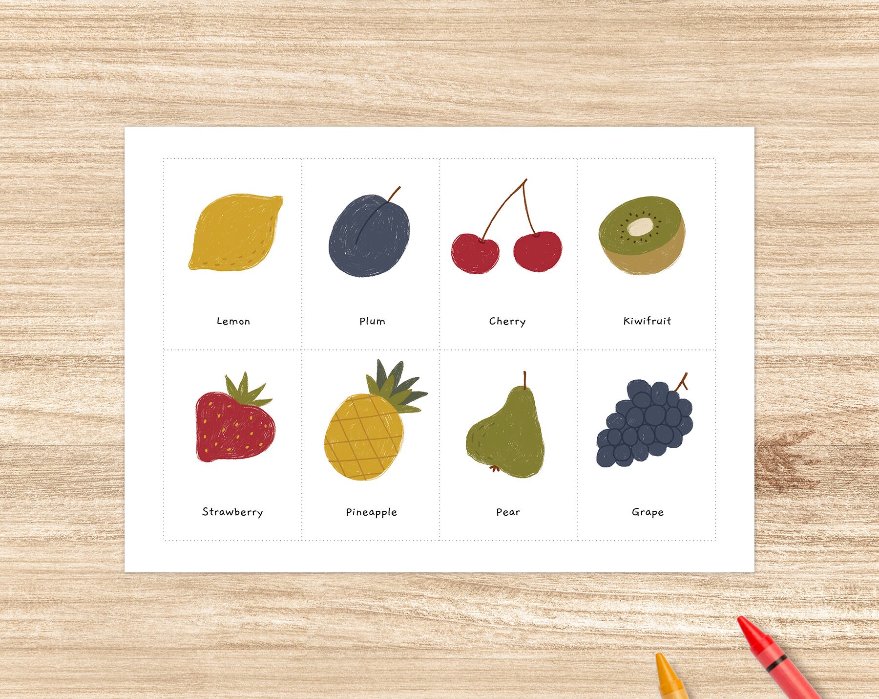 16 Fruits Flash Cards Montessori Flashcards Educational Printable Cards ...