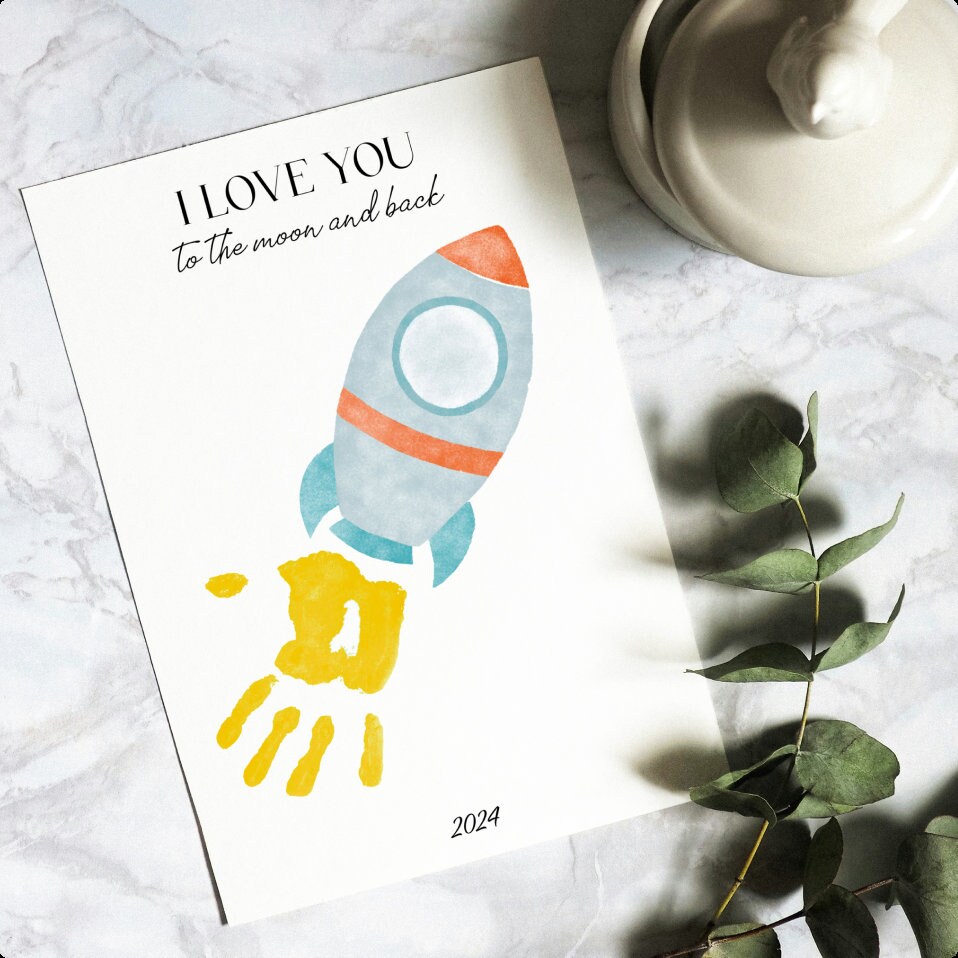 Handprint Craft Art | Rocket Poster | Birthday Gift for Mom, Dad ...