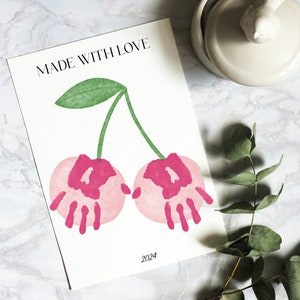 Cherry Poster | Handprint Craft | Birthday Gift for Mom, Dad, Grandma ...