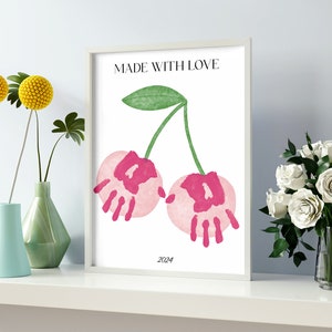 Cherry Poster | Handprint Craft | Birthday Gift for Mom, Dad, Grandma ...