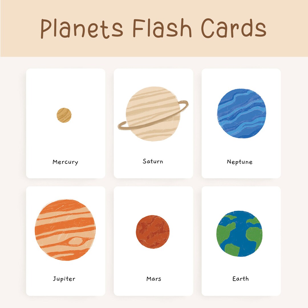 Planets Flash Cards | Montessori Flashcards | Educational Printable ...