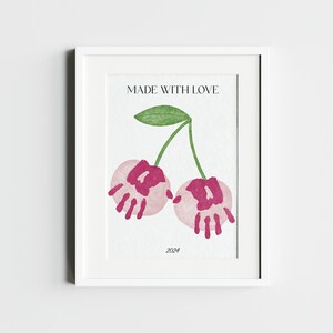 Cherry Poster | Handprint Craft | Birthday Gift for Mom, Dad, Grandma ...