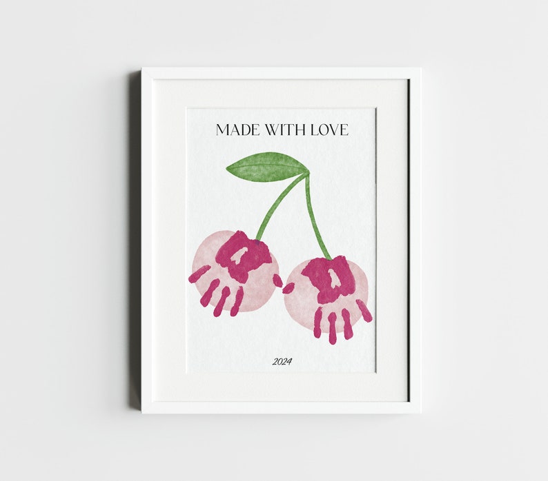 Cherry Poster | Handprint Craft | Birthday Gift for Mom, Dad, Grandma ...