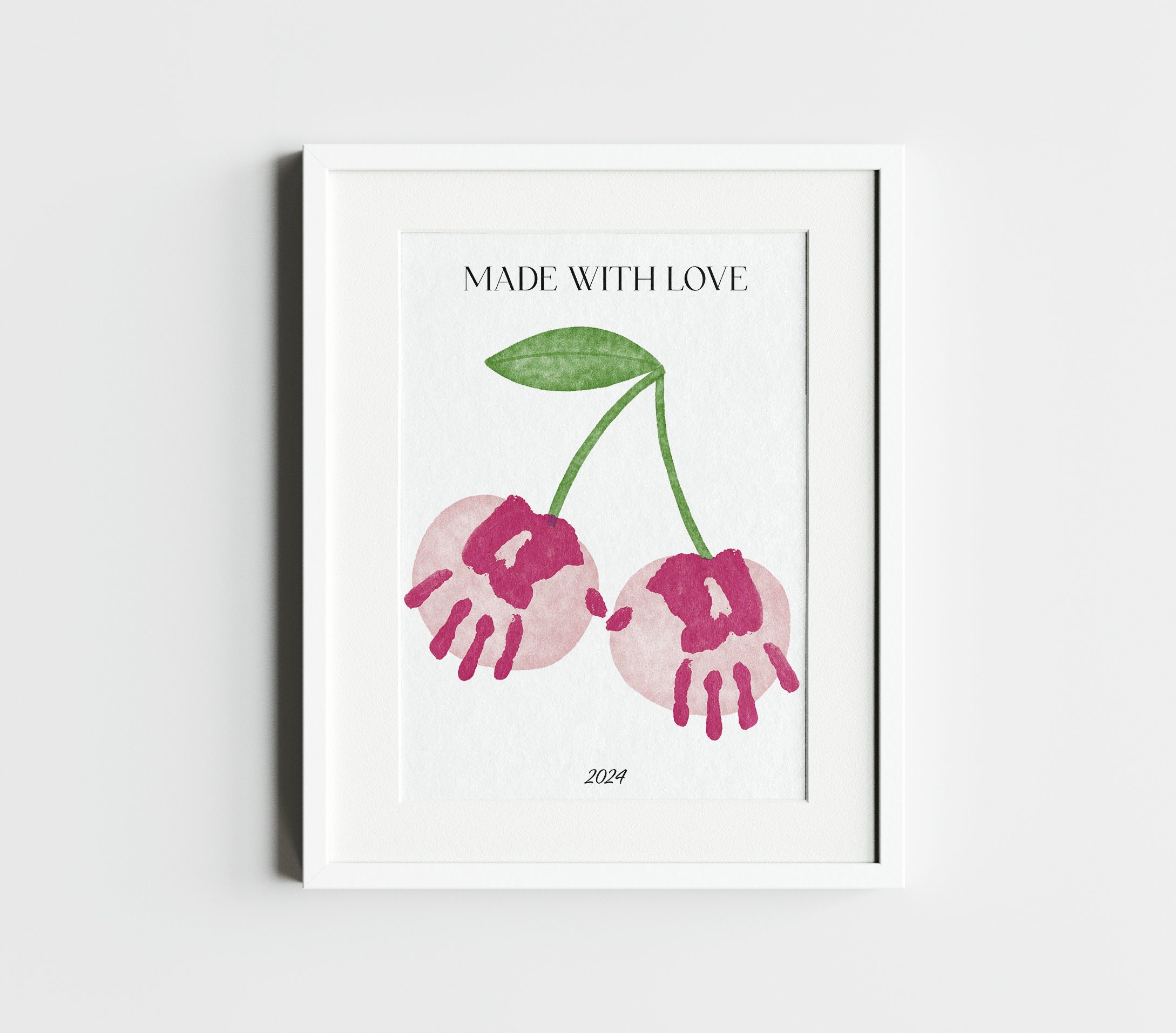 Cherry Poster Handprint Craft Birthday Gift for Mom, Dad, Grandma ...