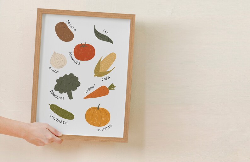 Vegetables Educational Poster Montessori Poster Nursery Decor Printable ...