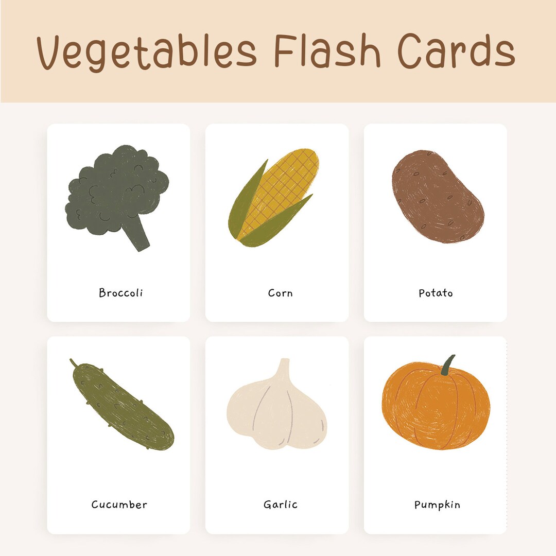 16 Vegetables Flash Cards | Montessori Flashcards | Educational ...