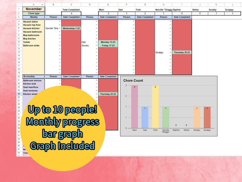 Google Spreadsheets Chore Chart Printables Household Chores Chart ...