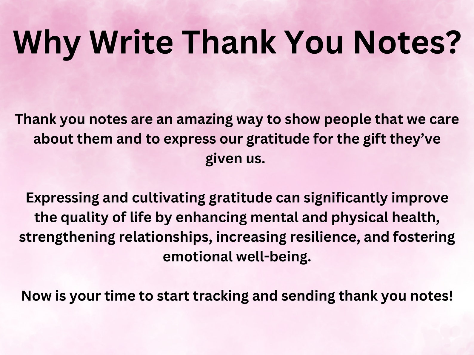 Pink Thank You Note Spreadsheet Gratitude Note Tracker Organized Letter ...