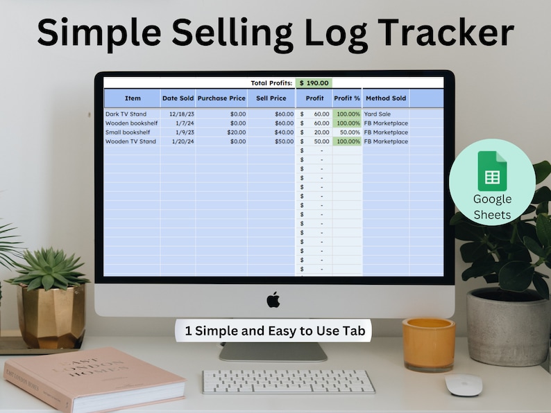 Blue Printable Spreadsheet Social Media Selling Google Sheet Yard Sale ...