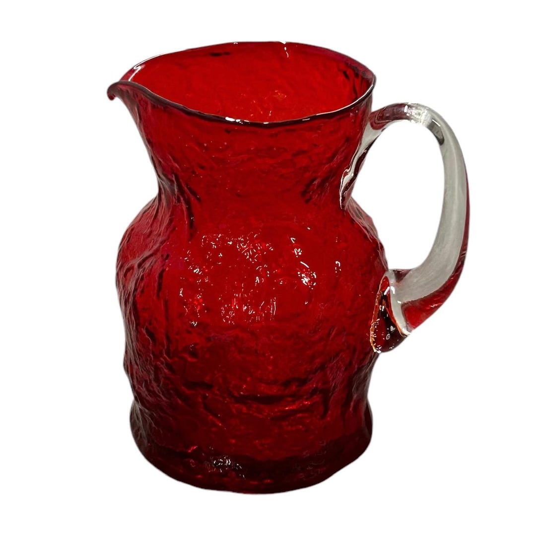Morgantown Ruby Red Glass Crinkle Ockner Shape Pitcher - Etsy
