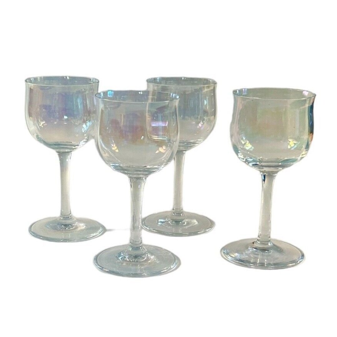 Vintage Crystal Iridescent Lusterware Wine Glasses Set of 4 - Etsy