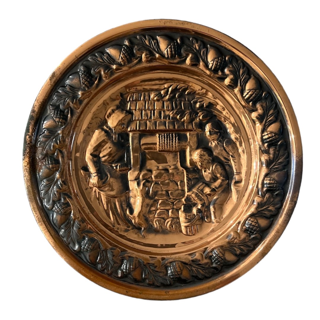 Vintage Copper Craft Guild Round Wall Hanging Water Well Scene - Etsy