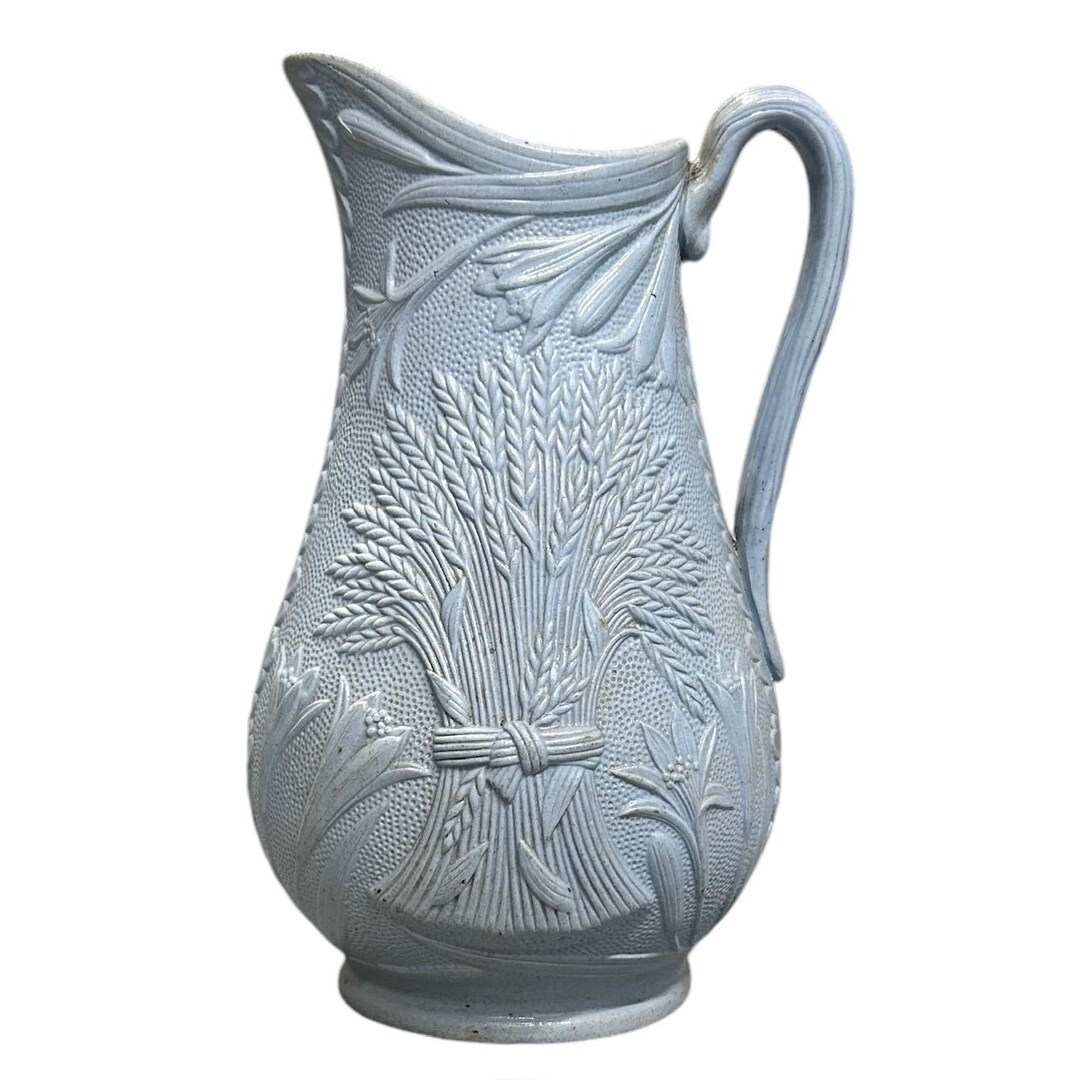 Victorian Blue Dudson Relief Mold Pitcher With Wheat Design - Etsy