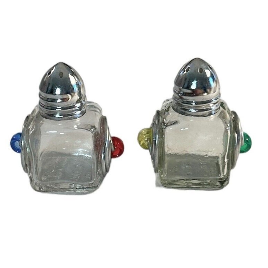 Taiwanese Designed Vintage Small Glass and Bead Salt and Pepper Shakers ...