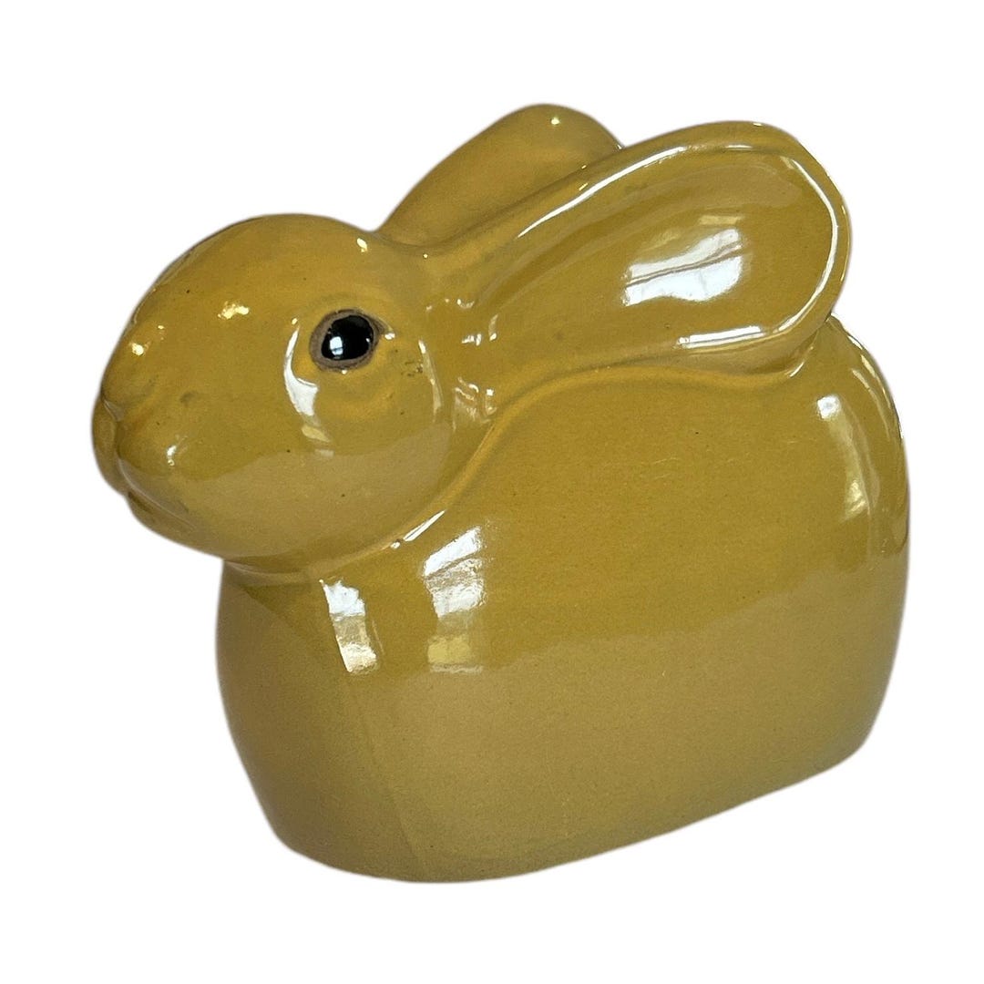 Vintage Yellow Mustard Colored Bunny Rabbit Ceramic Figurine - Etsy