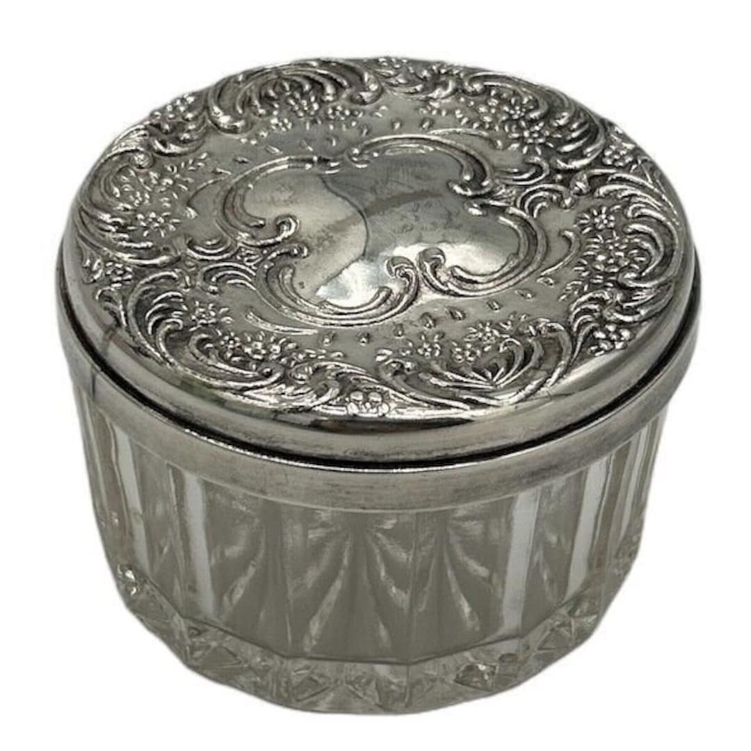 Vintage Silver-plated Crystal Glass Powder Puff Jar - Etsy