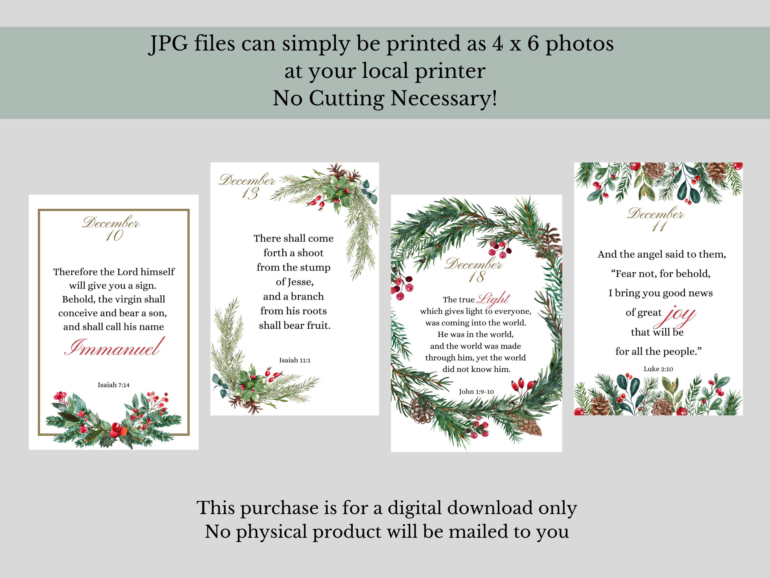 Printable Advent Scripture Cards - Etsy