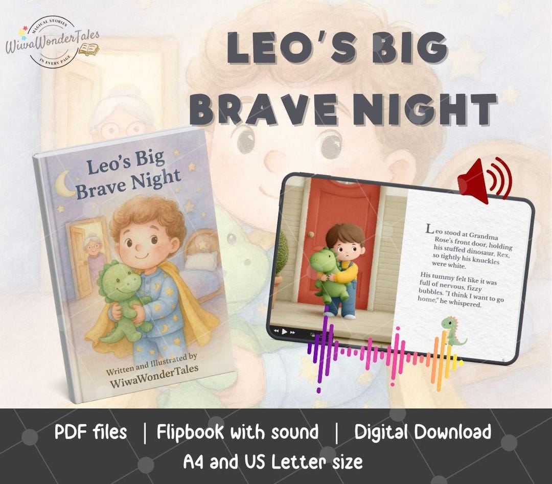 Leo's Big Brave Night Storybook: Kids Sleepover Anxiety Relief (PDF) - Etsy