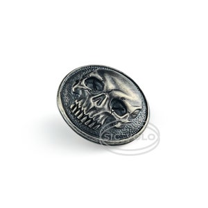 Sterling Silver Skull Button, Handmade Lapel Pin (20mm) - Etsy