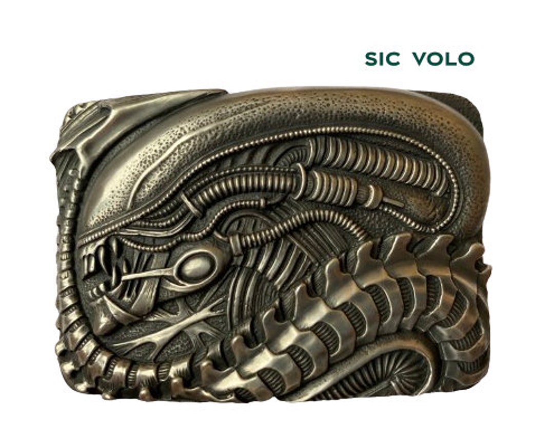 Unique 925 Sterling Silver Belt Buckle Alien Vs Predator reverse ...