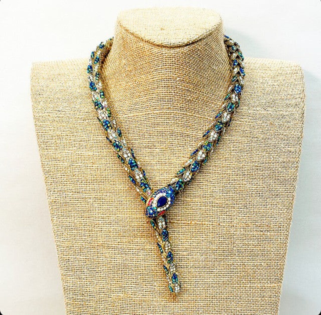 Rare Betsey Johnson Signed Gem Encrusted Snake Statement Necklace. - Etsy
